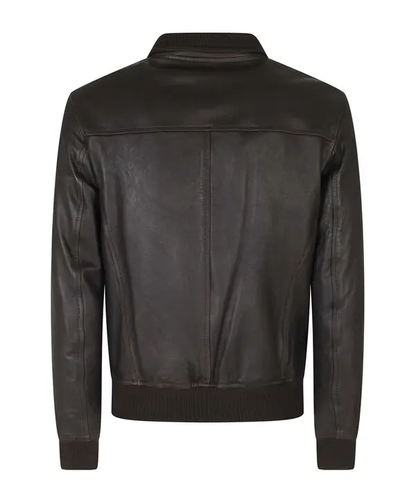 STEWART Long-sleeve Zip-up Leather Jacket