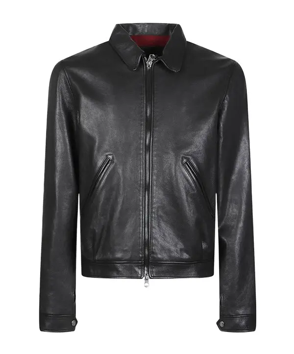 STEWART Leather Jacket With Fold-down Collar