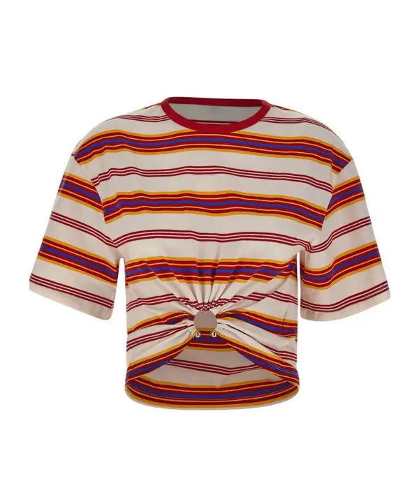 Rabanne Pleated Striped T-shirt - Nude