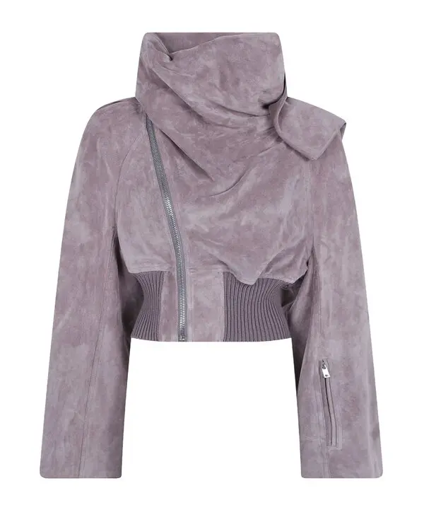 Rick Owens Scarf Flight' Leather Bomber Jacket
