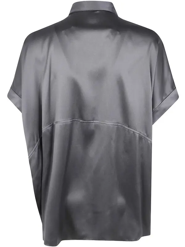 Brunello Cucinelli Collared Short-sleeved Shirt With Chest Pocket - Gray
