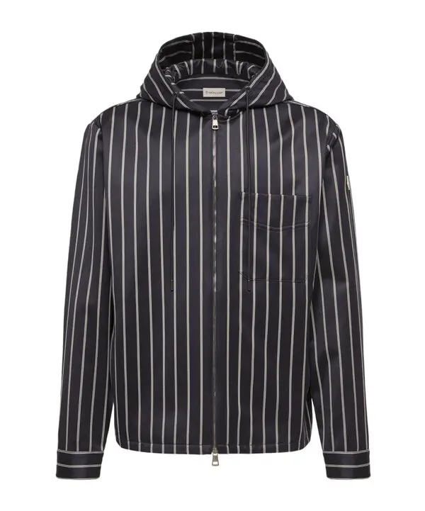 Moncler Striped Hooded Zip-up Shirt