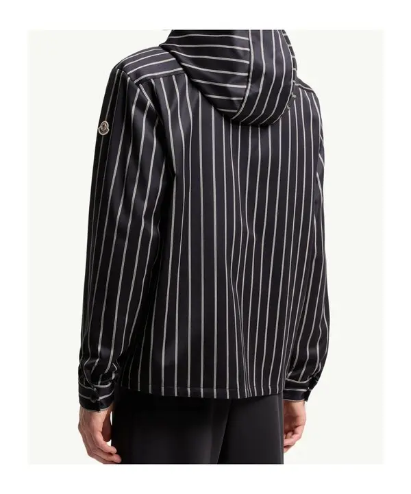 Moncler Striped Hooded Zip-up Shirt