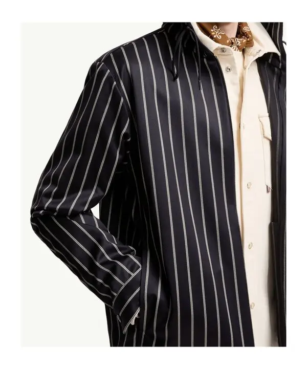 Moncler Striped Hooded Zip-up Shirt
