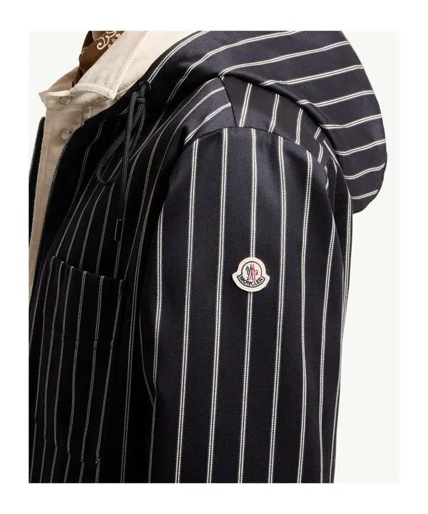 Moncler Striped Hooded Zip-up Shirt