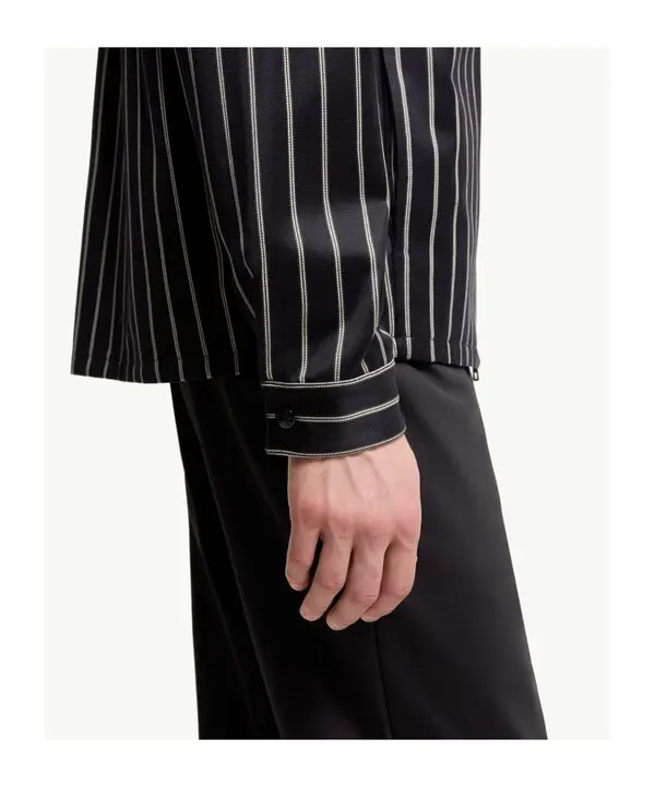 Moncler Striped Hooded Zip-up Shirt