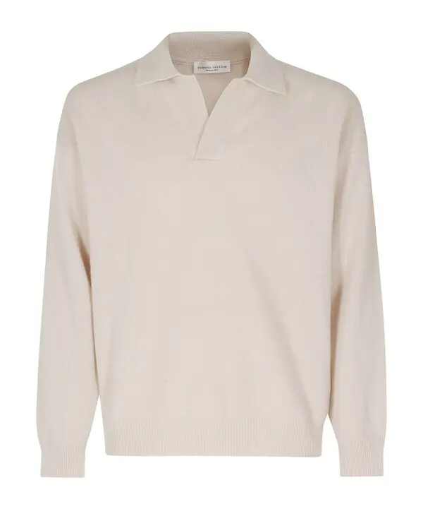 ROBERTO COLLINA Ribbed-trim Long-sleeve Polo Shirt