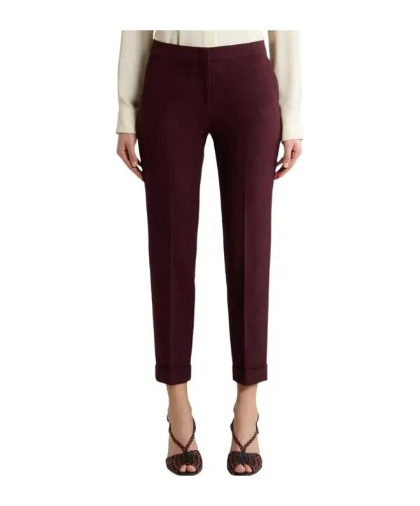 Etro Cropped Wool Jacquard Trousers With Medallion Motif