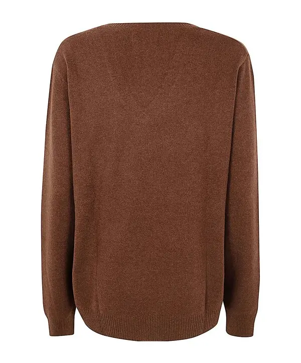 Loulou De Saison Ribbed V-neck Sweater With Embroidered Detail - Mocha