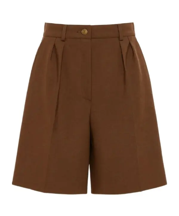 Max Mara Wide-leg Shorts With Belt Loops And Button Closure