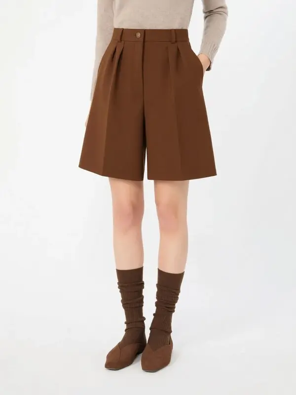 Max Mara Wide-leg Shorts With Belt Loops And Button Closure