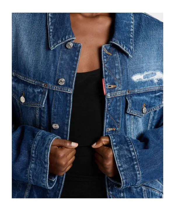 Dsquared2 Distressed Denim Oversized Jacket