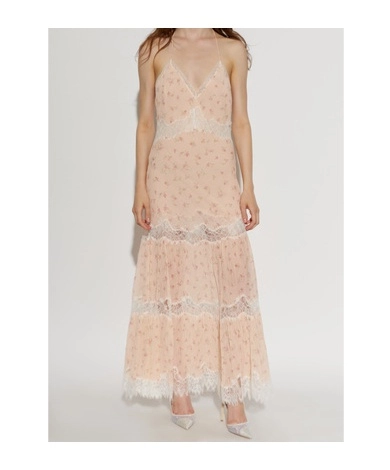 LoveShackFancy Floral Print Halterneck Maxi Dress
