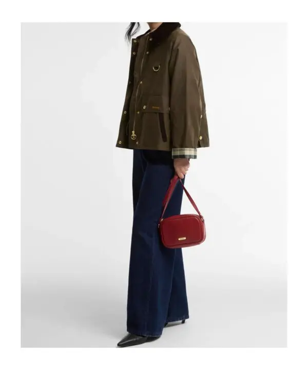 Barbour Waxed Cotton Jacket With Corduroy Collar And Embroidered Pocket