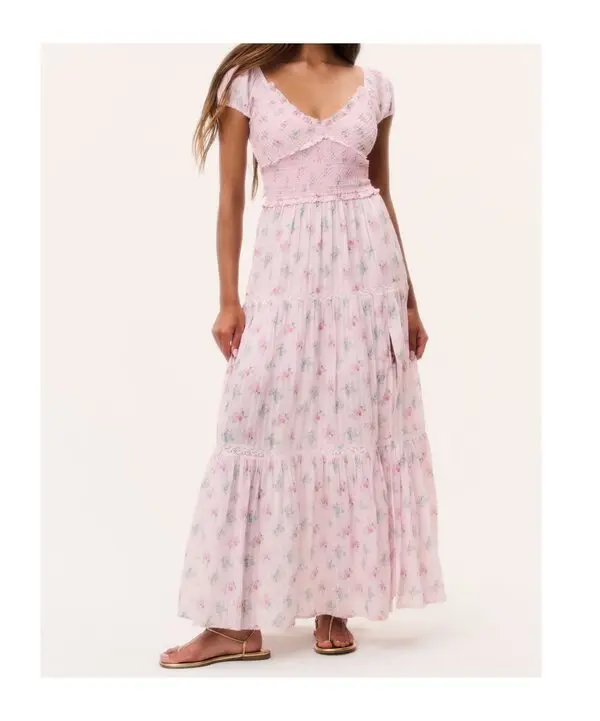 LoveShackFancy Amandla Floral Cotton Dress - Pink