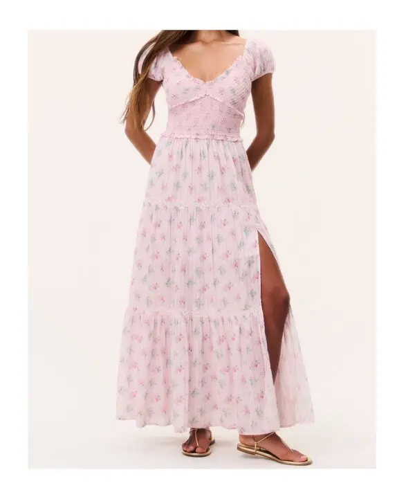 LoveShackFancy Amandla Floral Cotton Dress - Pink