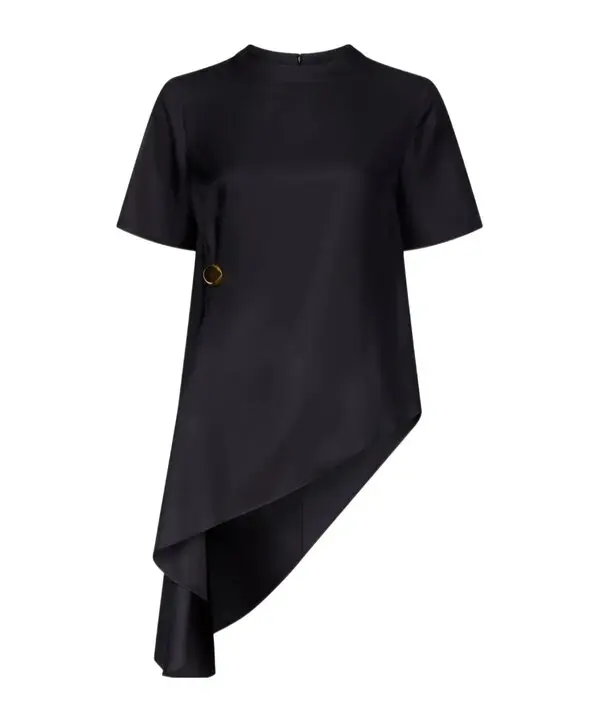Loulou De Saison Madea Draped Asymmetric Top - Black