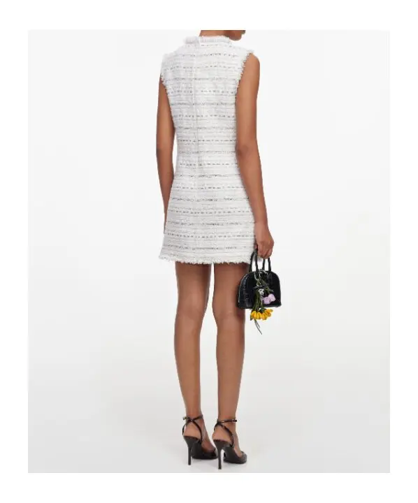 SELF-PORTRAIT Boucle Sleeveless Mini Dress With Gold-tone Button Details