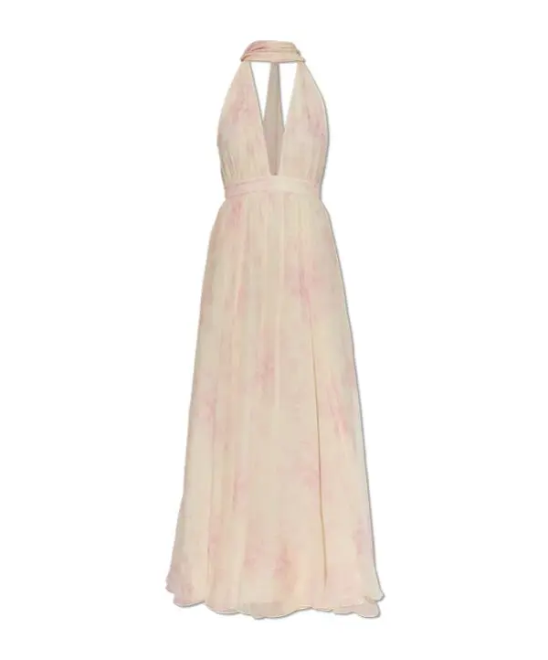 LoveShackFancy Lilah Halterneck Maxi Dress - Nude