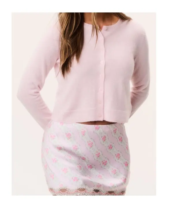 LoveShackFancy Cameyrn Cropped Cardigan - Light Pink