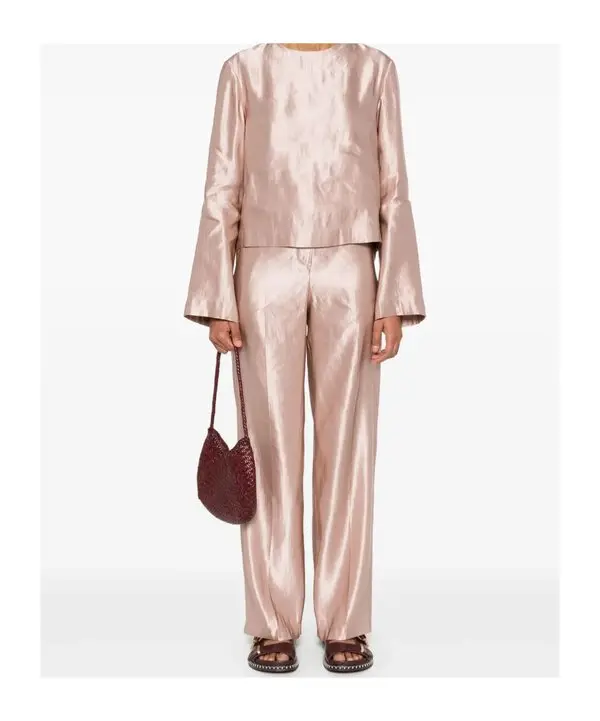 Loulou De Saison Round Neck Long Sleeve Top - Pink