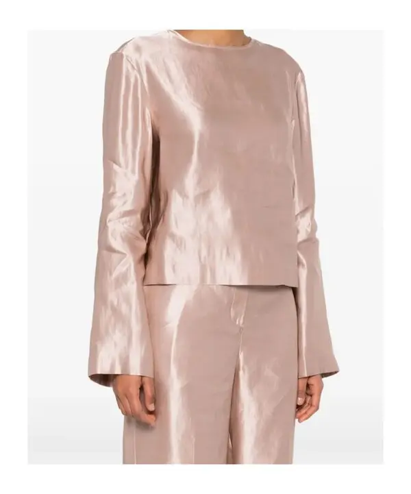 Loulou De Saison Round Neck Long Sleeve Top - Pink