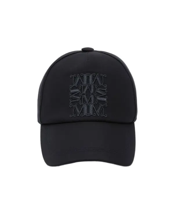 Max Mara Gabardine Water-repellent Baseball Cap With Monogram Motif - Midnight Blue