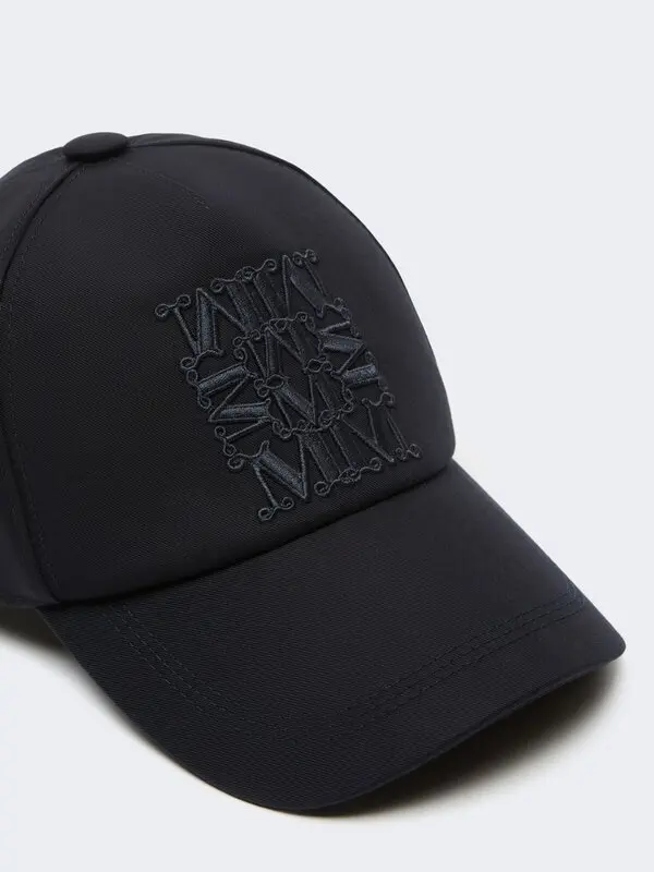 Max Mara Gabardine Water-repellent Baseball Cap With Monogram Motif - Midnight Blue