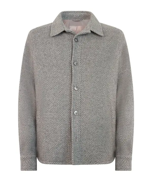 Herno Herringbone-knit Shirt Jacket