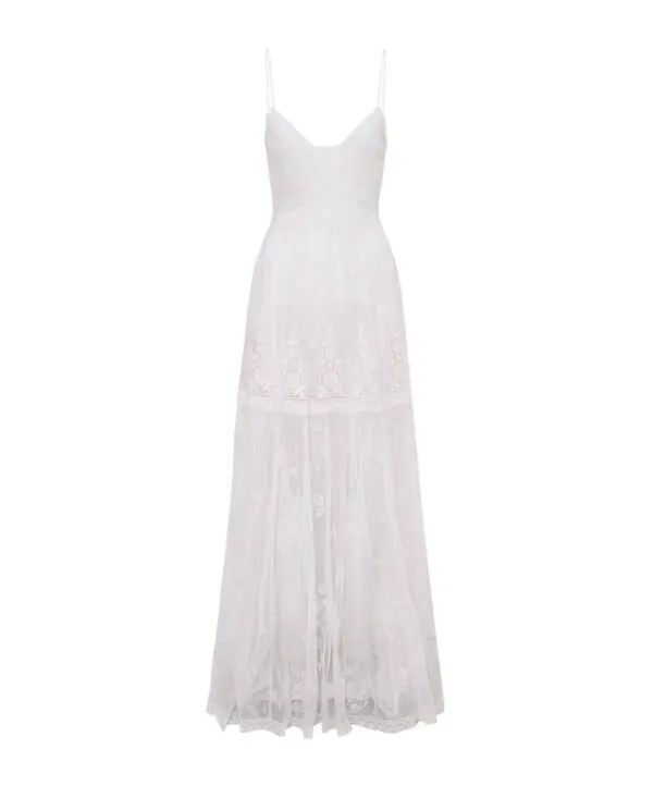 LoveShackFancy Valmy Embroidered Tulle Dress