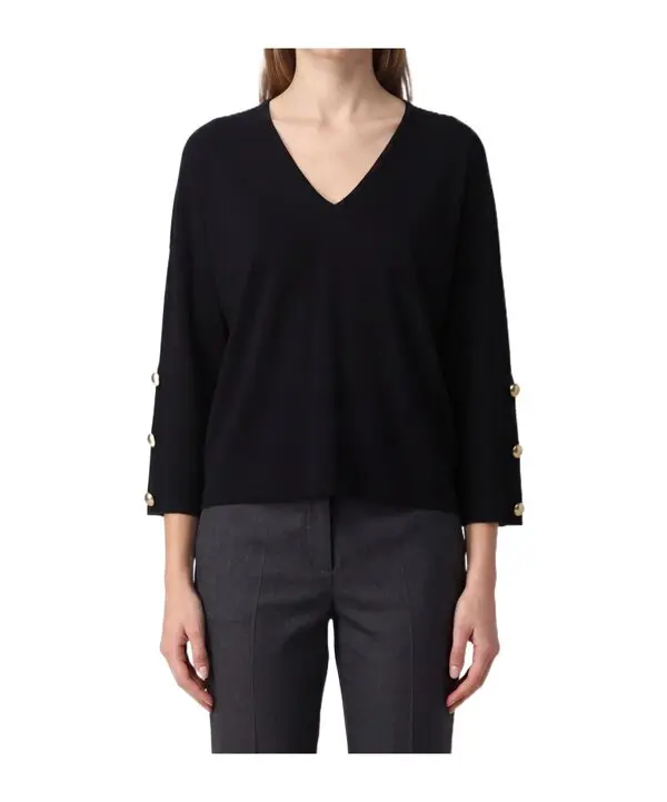 Max Mara V-neck Top With Button Detail - Black