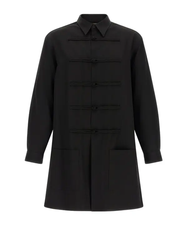 Yohji Yamamoto Frog-fastening Long-line Shirt