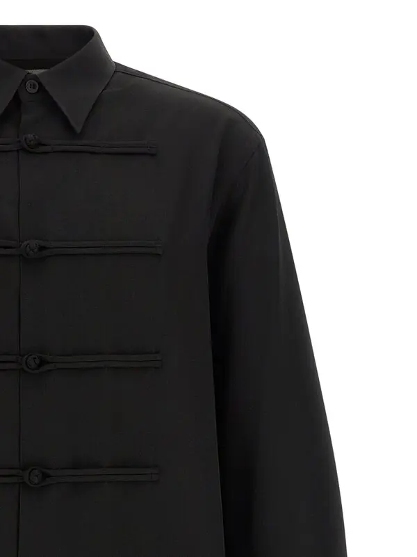 Yohji Yamamoto Frog-fastening Long-line Shirt