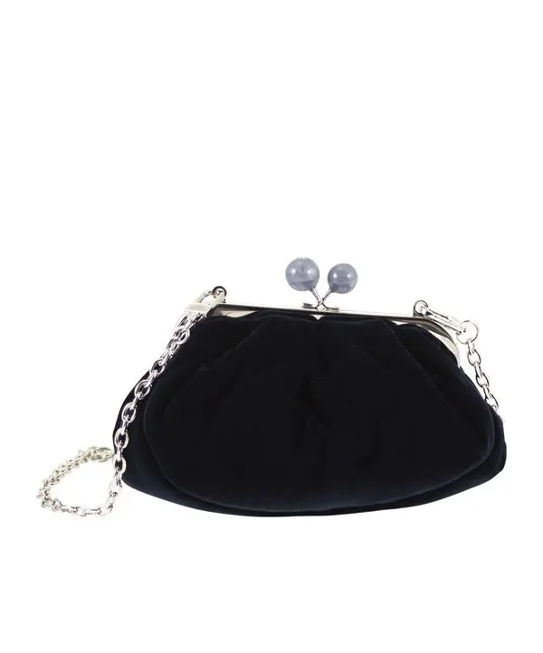Max Mara Wkagiochi Velvet Clutch Bag - Navy Blue