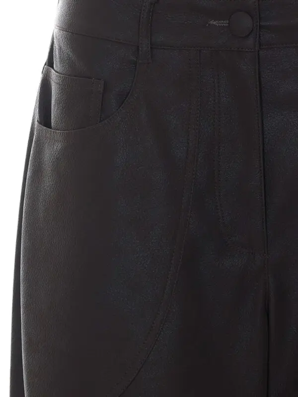 Liu Jo High-waisted Wide-leg Pants With Leather-effect Finish