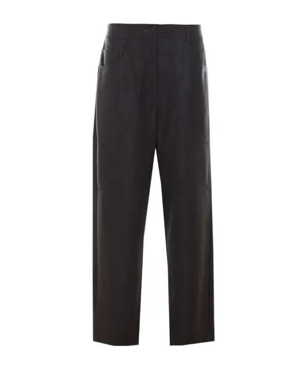 Liu Jo High-waisted Wide-leg Pants With Leather-effect Finish - Dark Brown