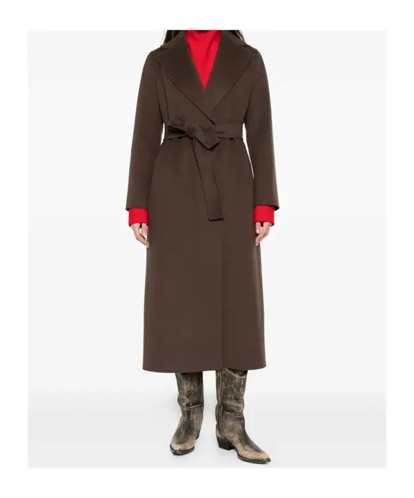 Max Mara Long Sleeved Belted Coat - Brown