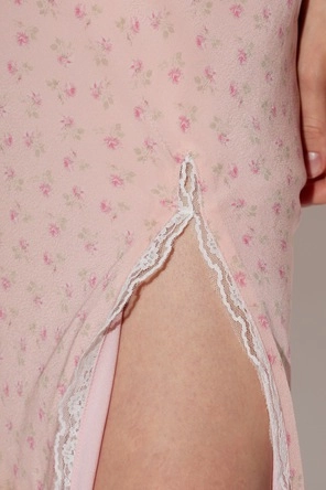 LoveShackFancy Floral Print Midi Skirt With Lace Trim - Nude