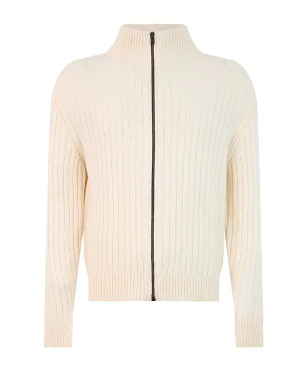 Herno Ribbed Zip-up Knit Top With High Neck