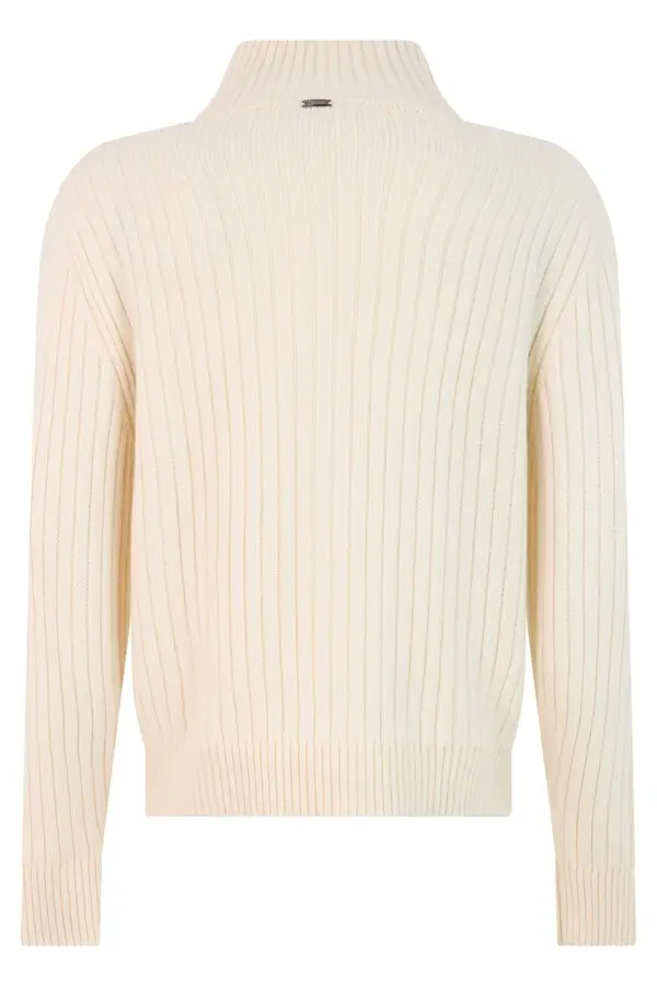 Herno Ribbed Zip-up Knit Top With High Neck