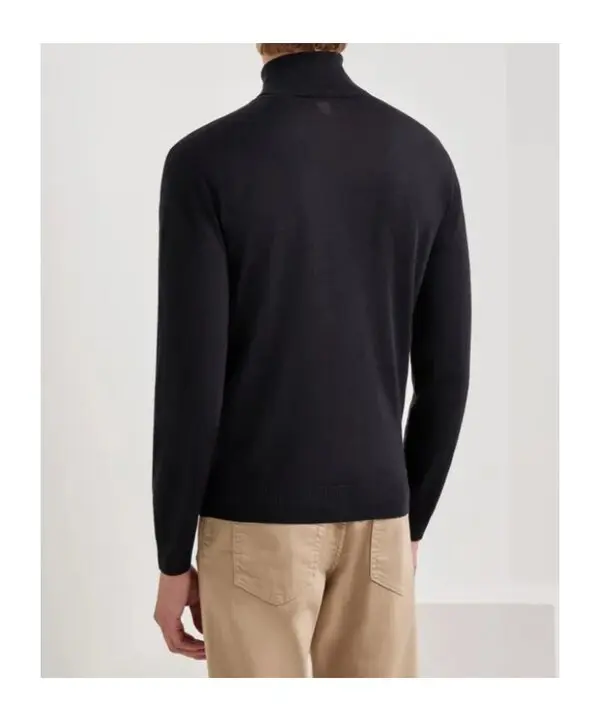 Canali Nuvola Seamless Merino Wool Turtleneck - Black