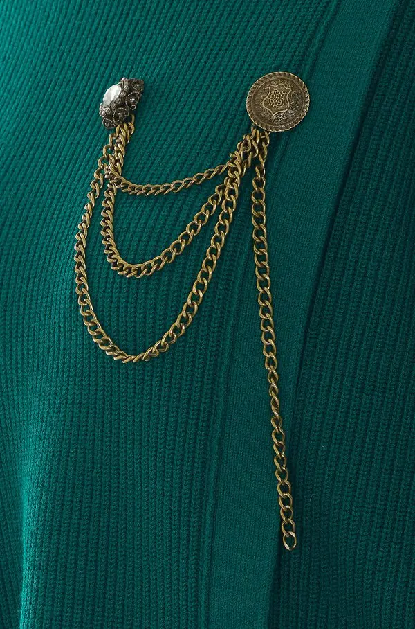 Liu Jo High Neck Knitted Sweater With Chain Detail