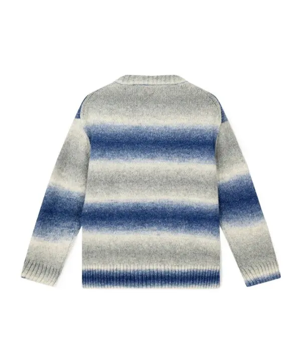 Emporio Armani Knitted Cotton Crew Neck Pullover With A Gradient Design