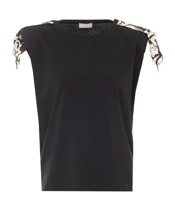 Liu Jo Paisley Bow Sleeveless T-shirt - Black