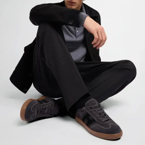Hogan H" Detail Denim Effect Suede Sneakers