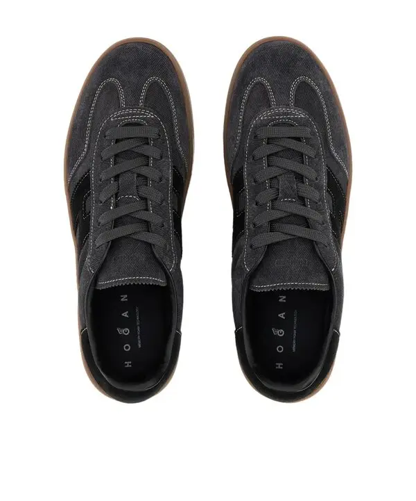 Hogan H" Detail Denim Effect Suede Sneakers