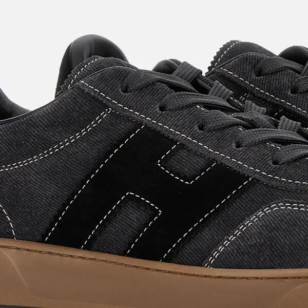 Hogan H" Detail Denim Effect Suede Sneakers