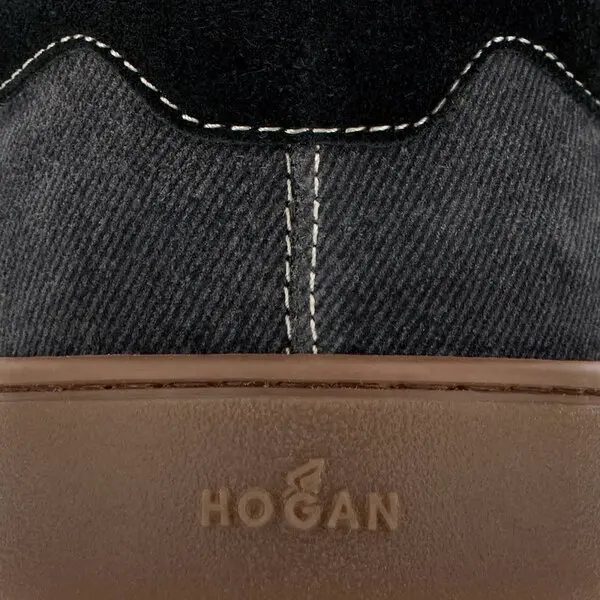 Hogan H" Detail Denim Effect Suede Sneakers