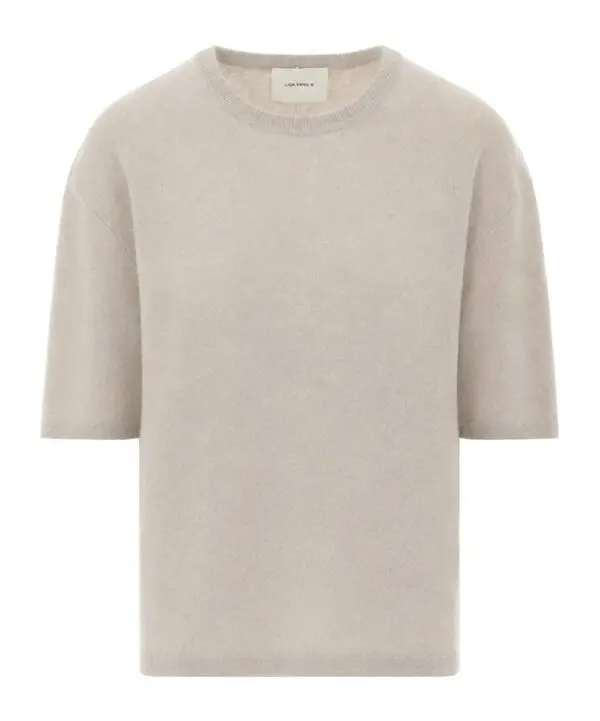 LISA YANG Brushed Cashmere Short Sleeve Knit Top