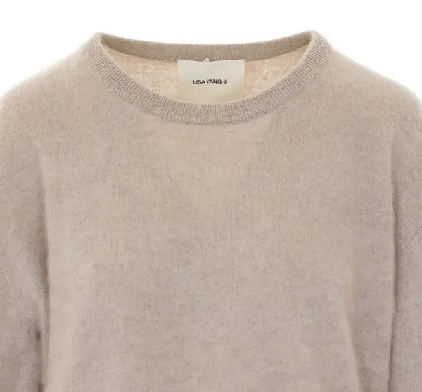 LISA YANG Brushed Cashmere Short Sleeve Knit Top
